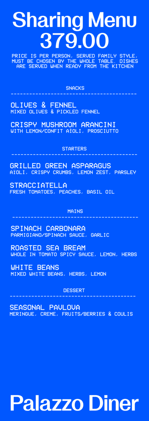 Menu » A crunchy celebration | Palazzo Diner