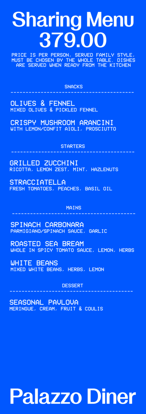 Menu » A crunchy celebration | Palazzo Diner