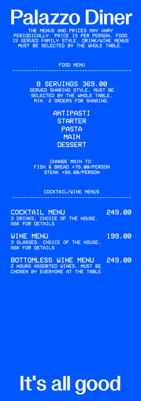 Menu » A crunchy celebration | Palazzo Diner