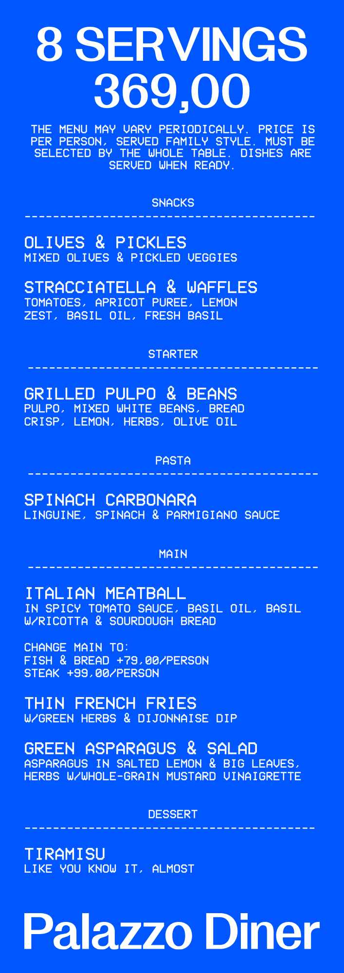 Menu » A crunchy celebration | Palazzo Diner