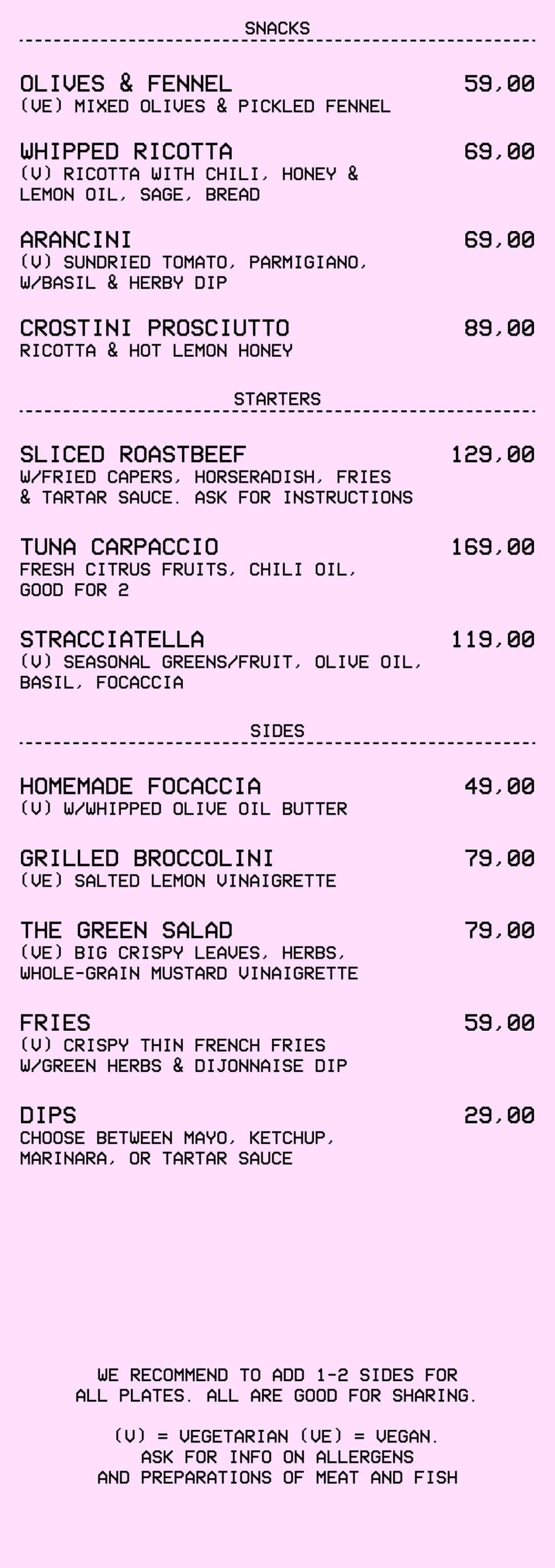 Menu » A crunchy celebration | Palazzo Diner